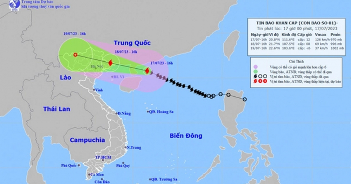 Bão số 1 mạnh cấp 12, giật cấp 15 đang di chuyển rất nhanh, áp sát Móng ...