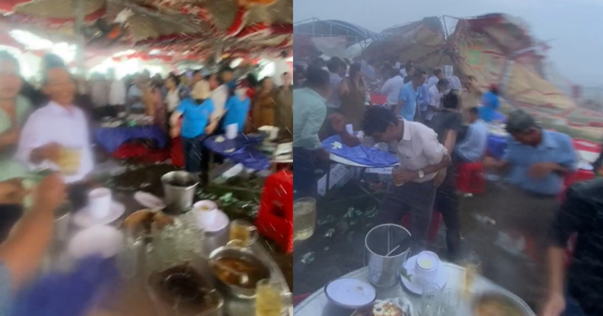 Mặc trời mưa gió bão bùng, nhà trai nhà gái vẫn miệt mài cụng ly vì ...