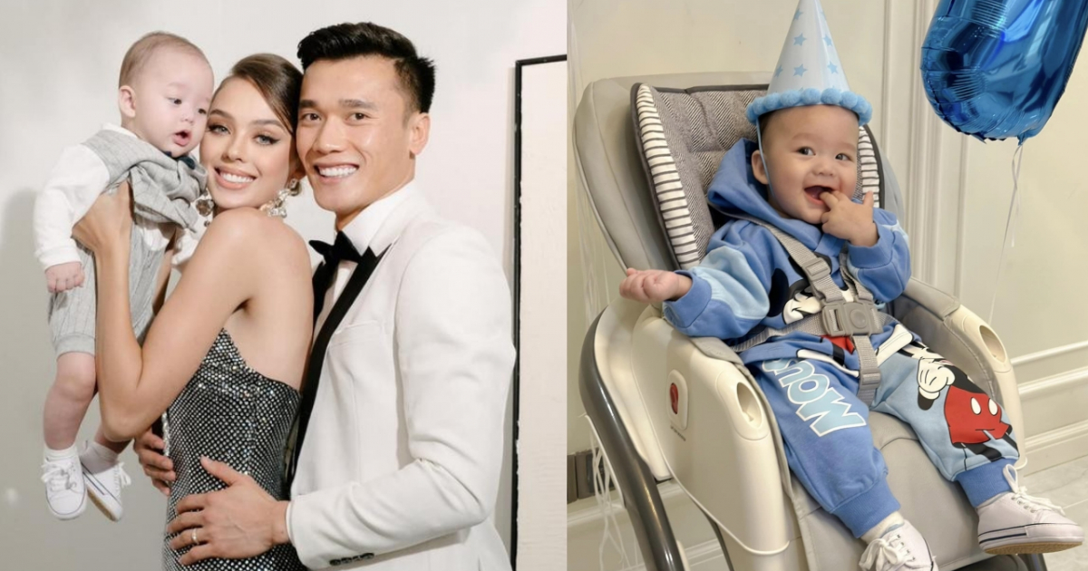 Vợ chồng Bùi Tiến Dũng khoe ảnh cận mặt con trai, đôi mắt có “màu lạ ...