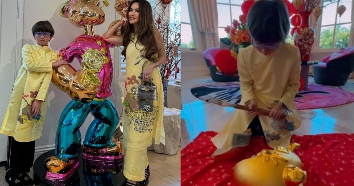 Nữ tỷ phú người Việt khoe con trai “khui” heo đất sau Tết, nhiều người ...