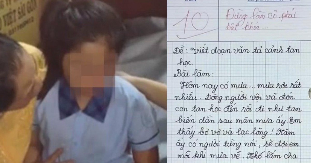 Bài văn Tiểu học vỏn vẹn vài dòng khiến cô giáo phải khóc