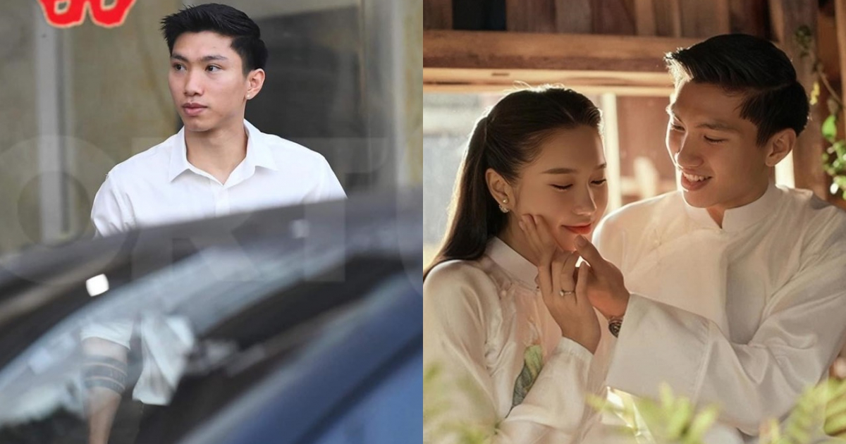 Chú rể Đoàn Văn Hậu xuất hiện bảnh bao, sẵn sàng đi rước cô dâu Doãn Hải My về dinh