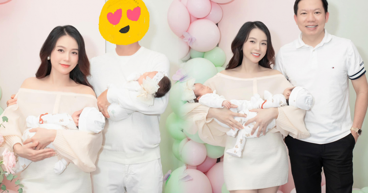 Sam và chồng tổ chức lễ đầy tháng cho 2 con song sinh