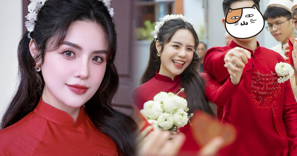 Thái Trinh che mặt chú rể trong ảnh lễ ăn hỏi, giải thích lý do không công khai chồng