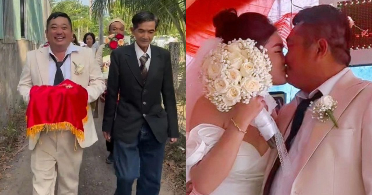 Phùng Ngọc “Đất Phương Nam” khóa môi bà xã kém 10 tuổi trong đám cưới