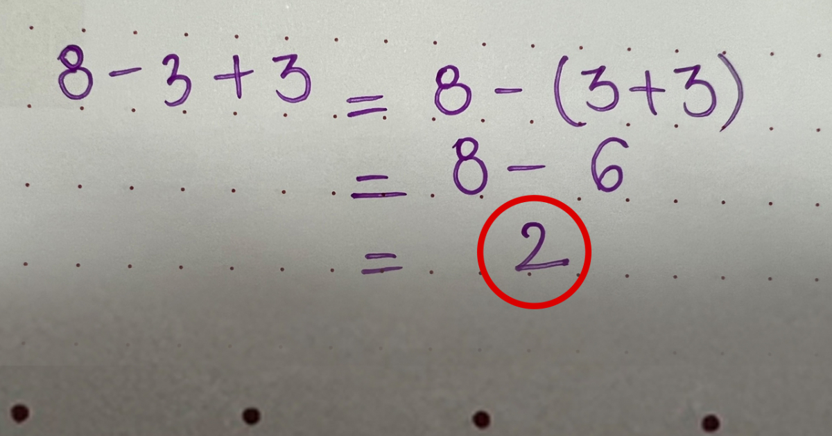 Bài toán 8 - 3 + 3 bằng 2 hay 8 gây tranh luận